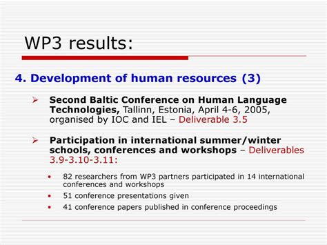 WP3 Supporting RTD In Language Technologies Ppt Download