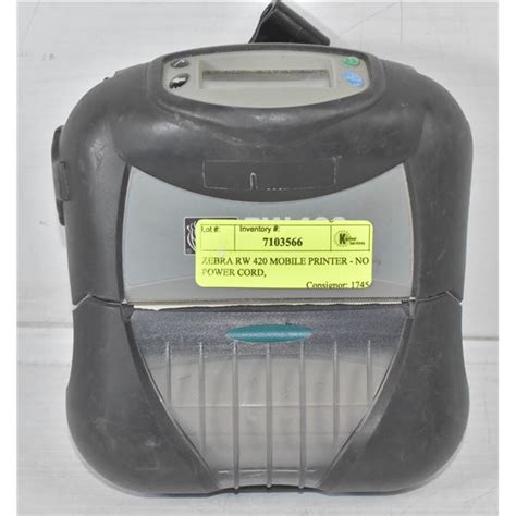 Zebra Rw 420 Mobile Printer No Power Cord