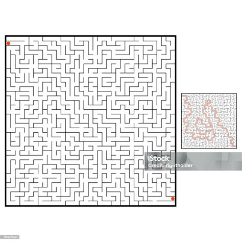 추상 사각형 미로입니다 아이들을위한 게임 아이들을위한 퍼즐 입구 1개 출구 1개 미로 수수께끼 흰색 배경에 격리된 플랫 벡터 그림입니다 대답과 함께 개념에 대한 스톡 벡터