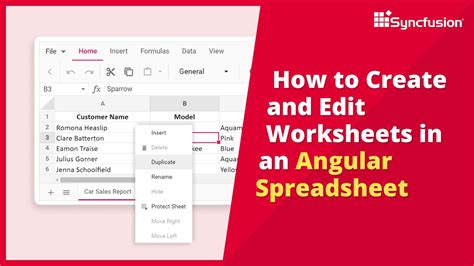How To Create And Edit Worksheets In An Angular Spreadsheet Youtube