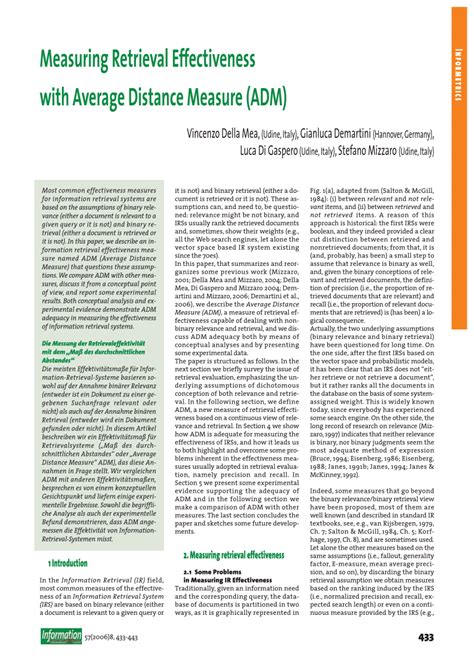 Pdf Measuring Retrieval Effectiveness With Average Distance Measure Adm