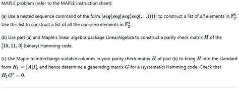 Solved Text Maple Problem Refer To The Maple Instruction Sheet A