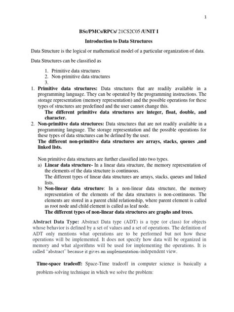 ii sem ds unit i pdf data type computer science