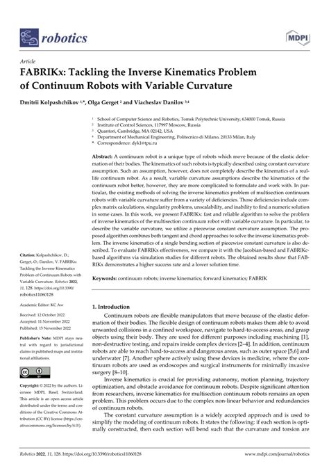 Pdf Fabrikx Tackling The Inverse Kinematics Problem Of Continuum