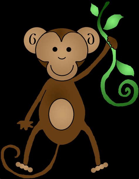 Download Cartoon Monkey Holding Vine