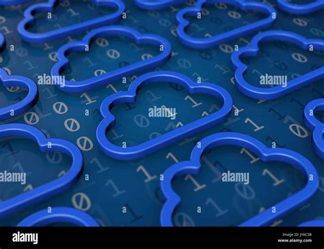 Cloud Computing Concept Blue Cloud Shape On A Binary Code Background