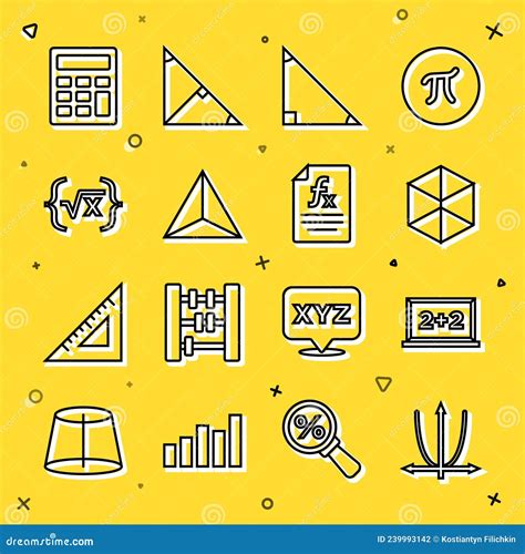 Set Line Graph Schedule Chart Diagram Chalkboard Geometric Figure Cube Triangle Math