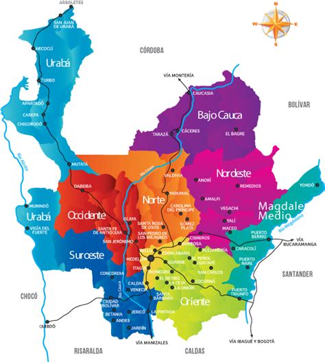 Download Antioquia Colombia Map Mapa Antioquia Con Municipios Png