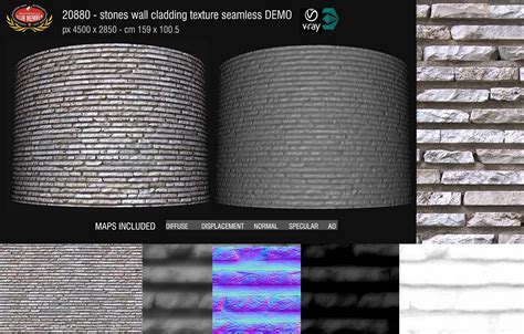 Stones Wall Cladding Texture Seamless Maps Stone Wall Cladding