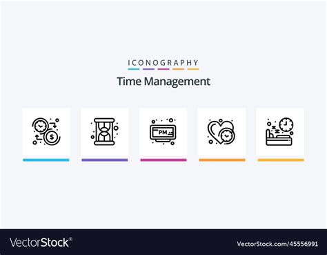Time Management Line 5 Icon Pack Including Vector Image