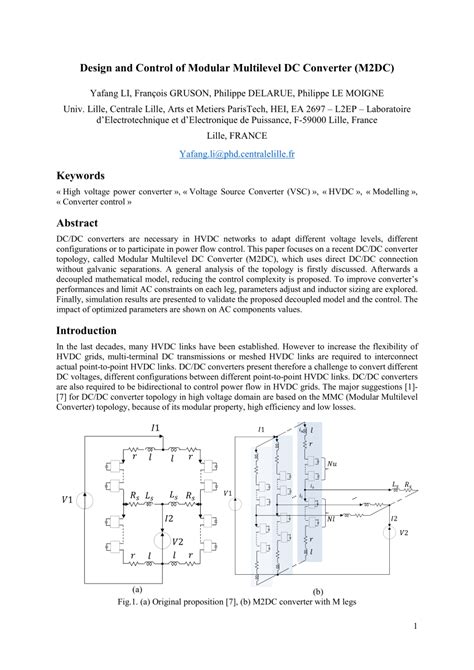 Pdf Design And Control Of Modular Multilevel Dc Converter M2dc