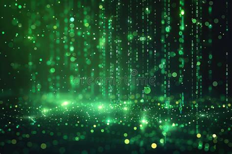 abstract green digital background with binary code illustration dark green background stock