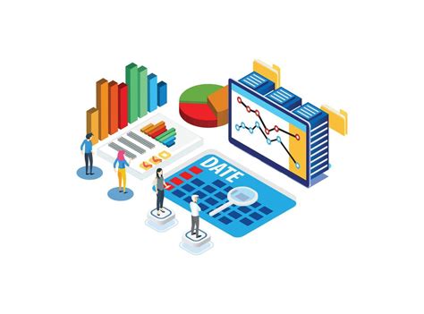 Modern Isometric Data Analysis Illustration Web Banners Suitable For