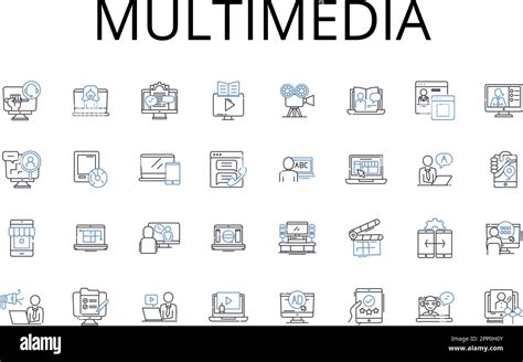 Multimedia Line Icons Collection Interactive Media Digital Content