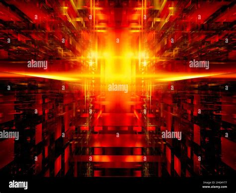 Tech Block Structure And Flash Of Light Abstract 3d Illustration