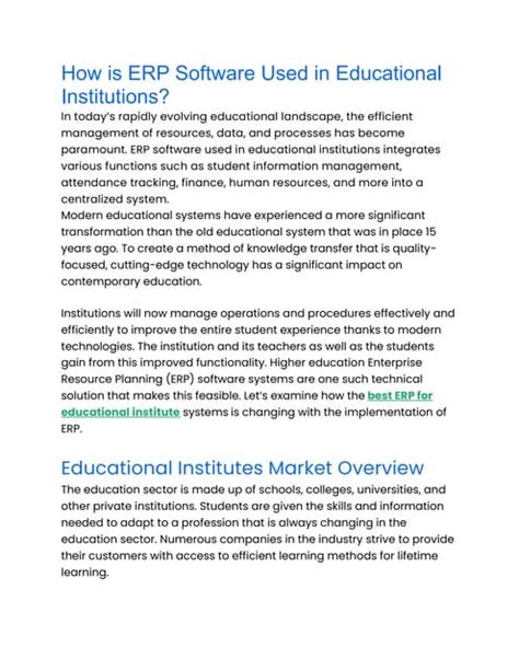 How Is Erp Software Used In Educational Institutions Pdf Professional School Postgraduate