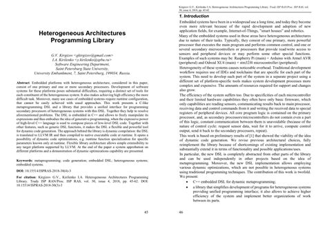 Pdf Heterogeneous Architectures Programming Library