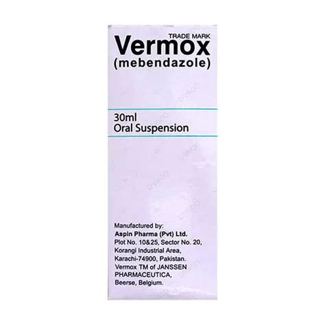Vermox 30ml Suspension 100mg5ml Buy Now At Dermapk