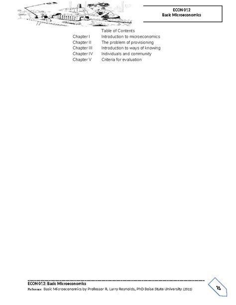 Econ 012 Basic Microeconomics Basic Microeconomics Table Of