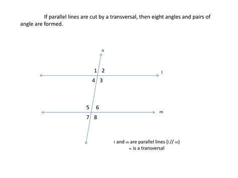 Angles Formed By Parallel Lines Cut By Transversal Pptx