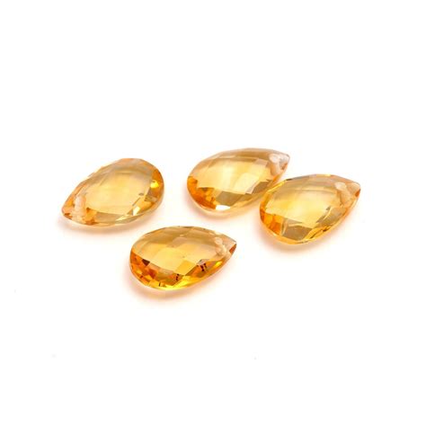 Natural Citrine Pear Shape Briolite Cut Gemstone For Jewelry Making