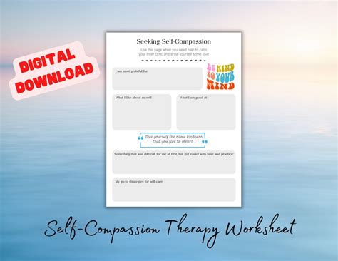 Self Compassion Worksheet Therapy Worksheet Counselling Printable