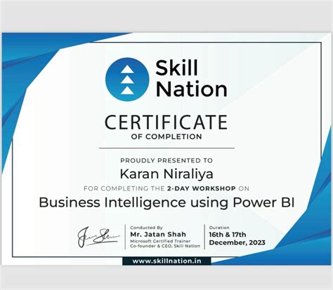Completed Power Bi Workshop By Jatan Shah Skill Nation Karan Niraliya