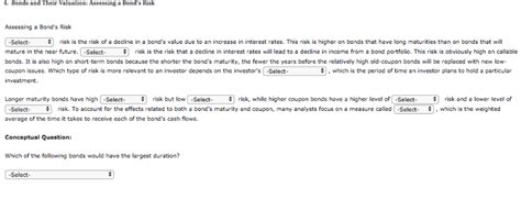 Solved Bonds And Their Valuation Assessing A Bond S Risk Chegg