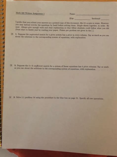 Solved Math 220 Written Assignment 1 Name Id Section I