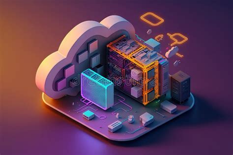 Cloud Computing Concept Generative Ai Isometric Illustration Of Cloud Computing Concept Stock