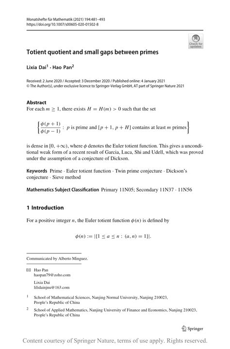Totient Quotient And Small Gaps Between Primes Request Pdf