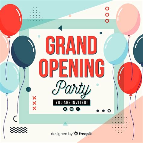 플랫 스타일의 그랜드 오프닝 배경 무료 벡터