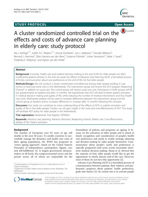 Pdf A Cluster Randomized Controlled Trial On The Effects And Costs Of