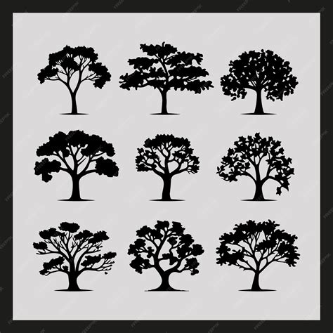 Premium Vector Oak Tree Silhouette Set Clipart On A Hex Color Background Premium Vector Oak Tree Silhouette Set Clipart On A Hex Color Background