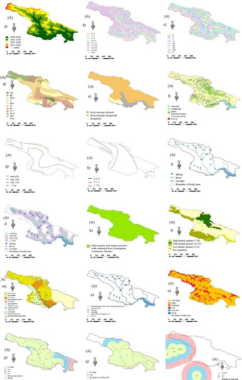map of evaluated indicators to determine suitable areas for ecotourism