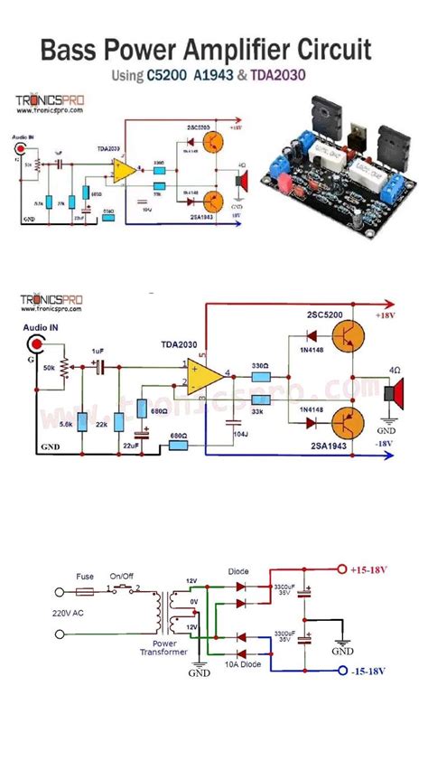 Bass Amplifier Circuit Diagram Using 2sc5200 And Tda2030 Audio Amplifier Circuit Diagram