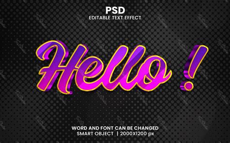 Hello D Text Effect Photoshop PREMIUM PSD File