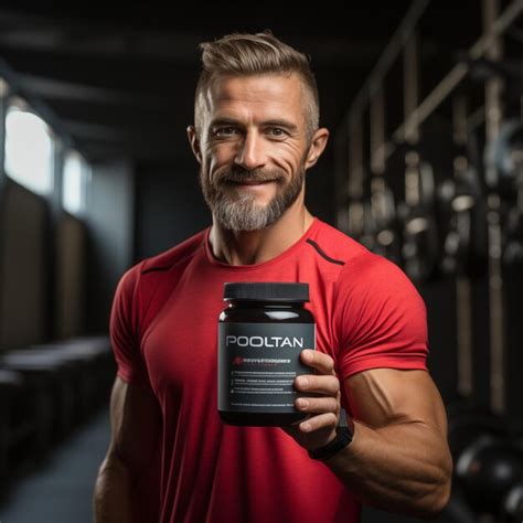 A Bodybuilder Holding A Protien Product Premium Ai Generated Image