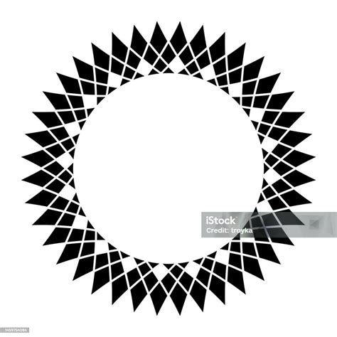 Abstract Geometric Radial Circle Pattern For Decorative Round Frame Stock Illustration