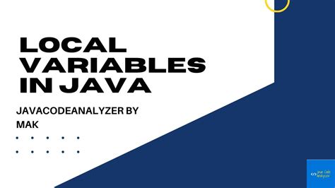 Local Variables In Java Youtube