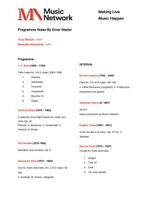 2018 T9 Prog Notes Pdf Music Theory Classical Music