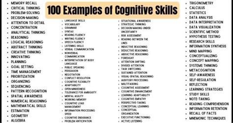 100 Examples Of Cognitive Skills Vivid Examples