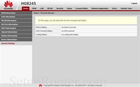 Huawei HG Screenshot Remote Manage