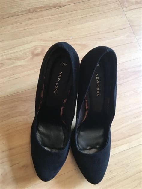 Bnnb Fab Pair Black Stiletto Killer Heel Shoes Faux Suede New Look Size