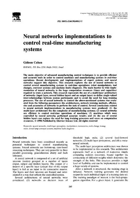 Pdf Neural Networks Implementations To Control Real Time Manufacturing Systems Dokumentips
