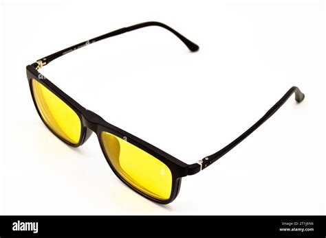 Modern Design Black Plastic Frame Yellow Lens Glasses Glasses Isolated