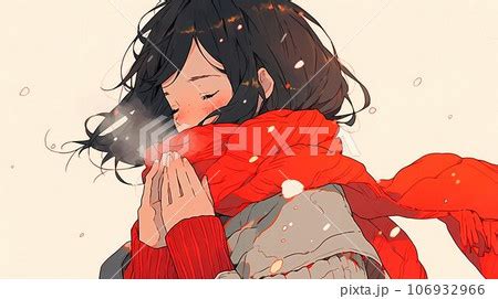 冬と女性のイラスト白い息を吐く女の子 AI生成画像のイラスト素材 106932966 PIXTA