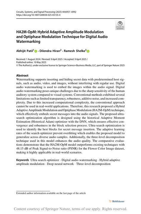 Ha2m Opm Hybrid Adaptive Amplitude Modulation And Optiphase Modulation Technique For Digital