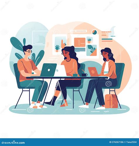 Collaborative Learning Students Work Together On A Group Project Or