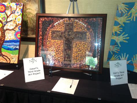 Silent Auction Class Art Project Puzzle Mosaic Framed Cross 3rd